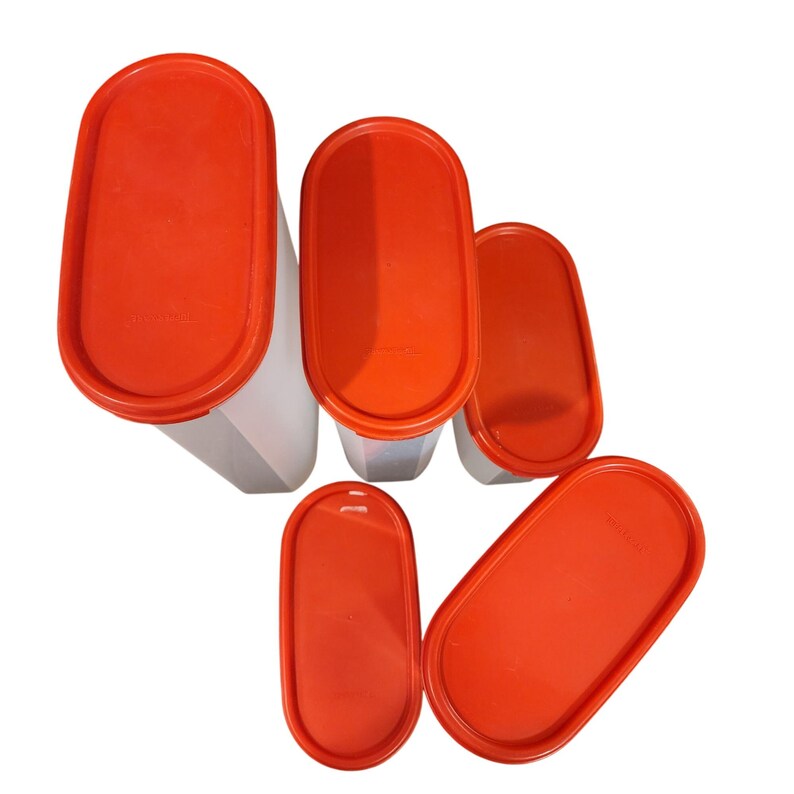 Tupperware Oval Modular Mates Red Seals Sizes 1 Thru 5 - Etsy