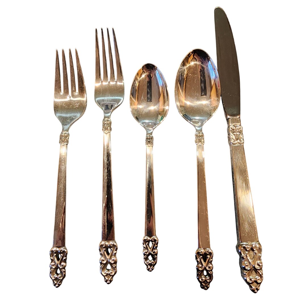 Vintage 1847 Rogers Bros King Frederick Silverplate Flatware, Ornate 5 ...