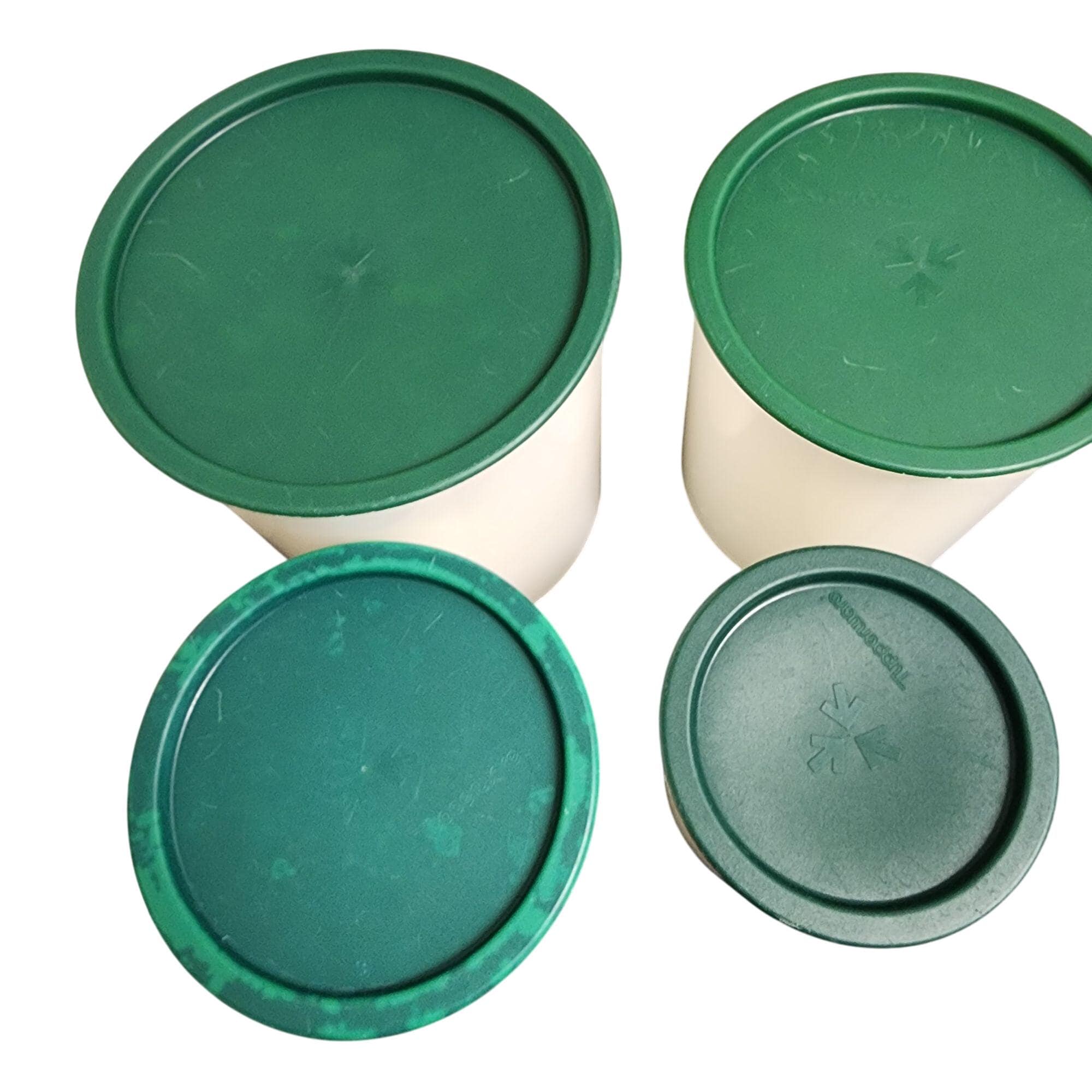 Vintage Tupperware Canister Set With Green Lids - Etsy