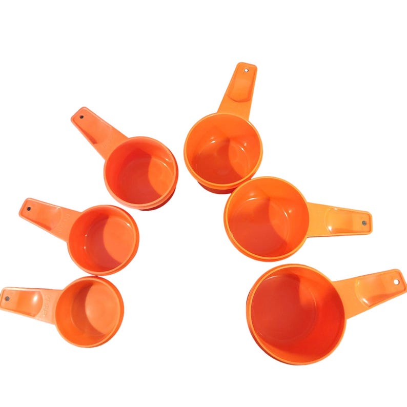 Tupperware Vintage Orange Measuring Cups Full Set - Etsy