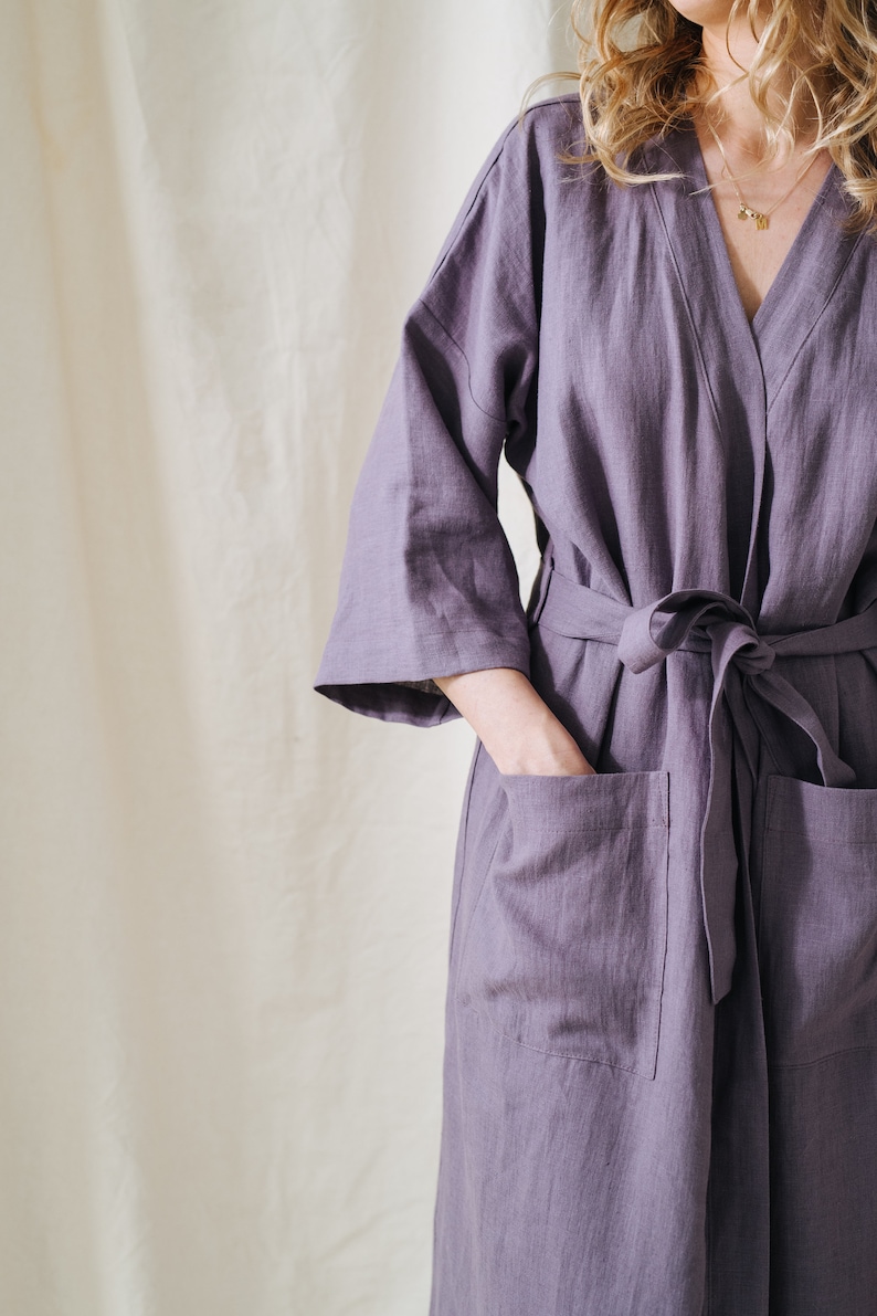 Brooklyn Kimono Linen Kimono Linen Robe Long Linen Kimono - Etsy