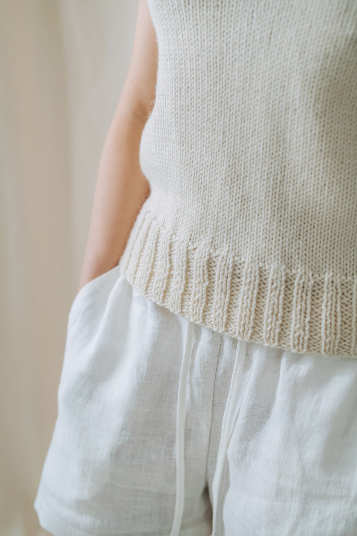 IRIS Vest, Knitted Wool Vest, White Wool Vest, V Neck Sweater, Winter ...