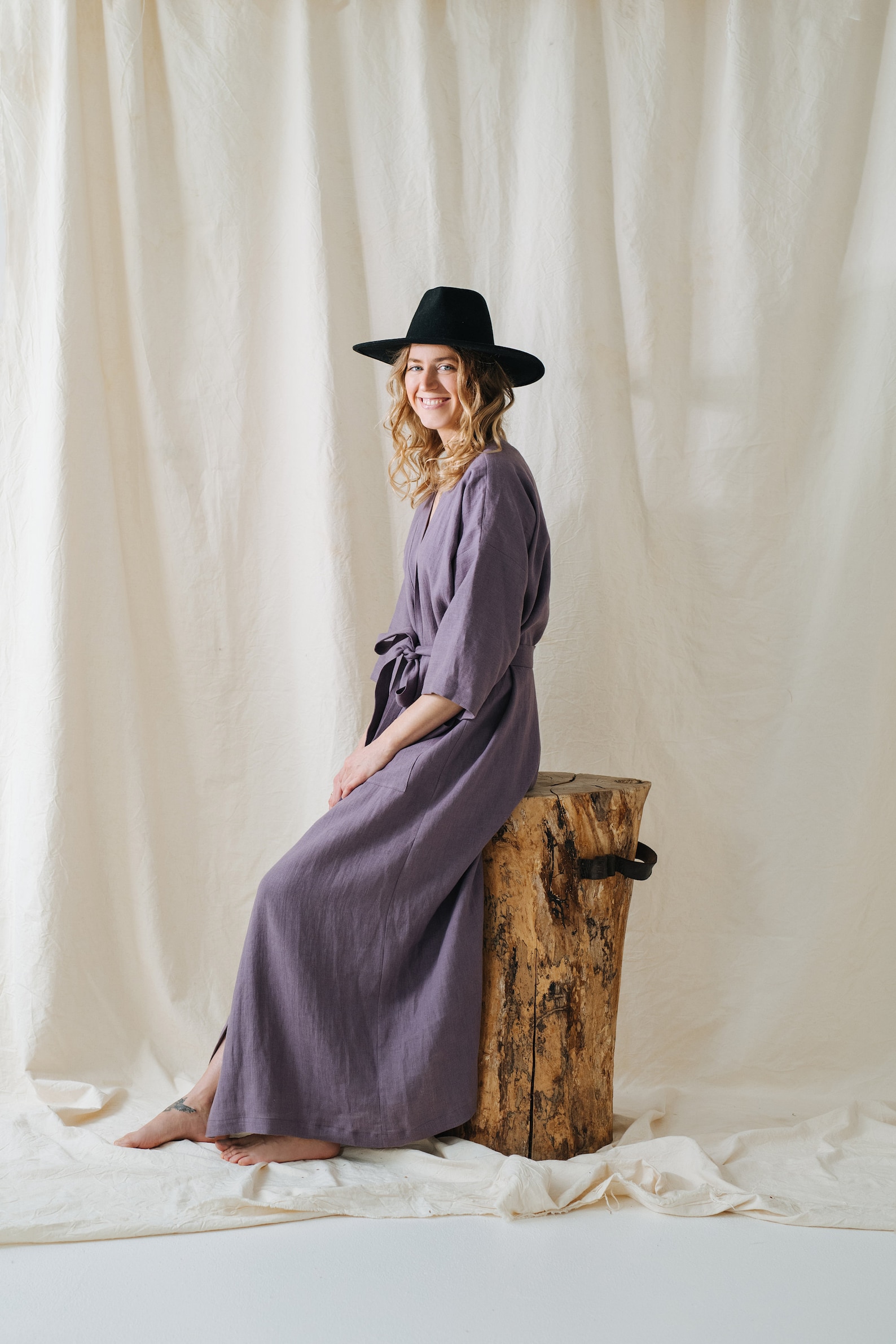 Brooklyn Kimono Linen Kimono Linen Robe Long Linen Kimono - Etsy