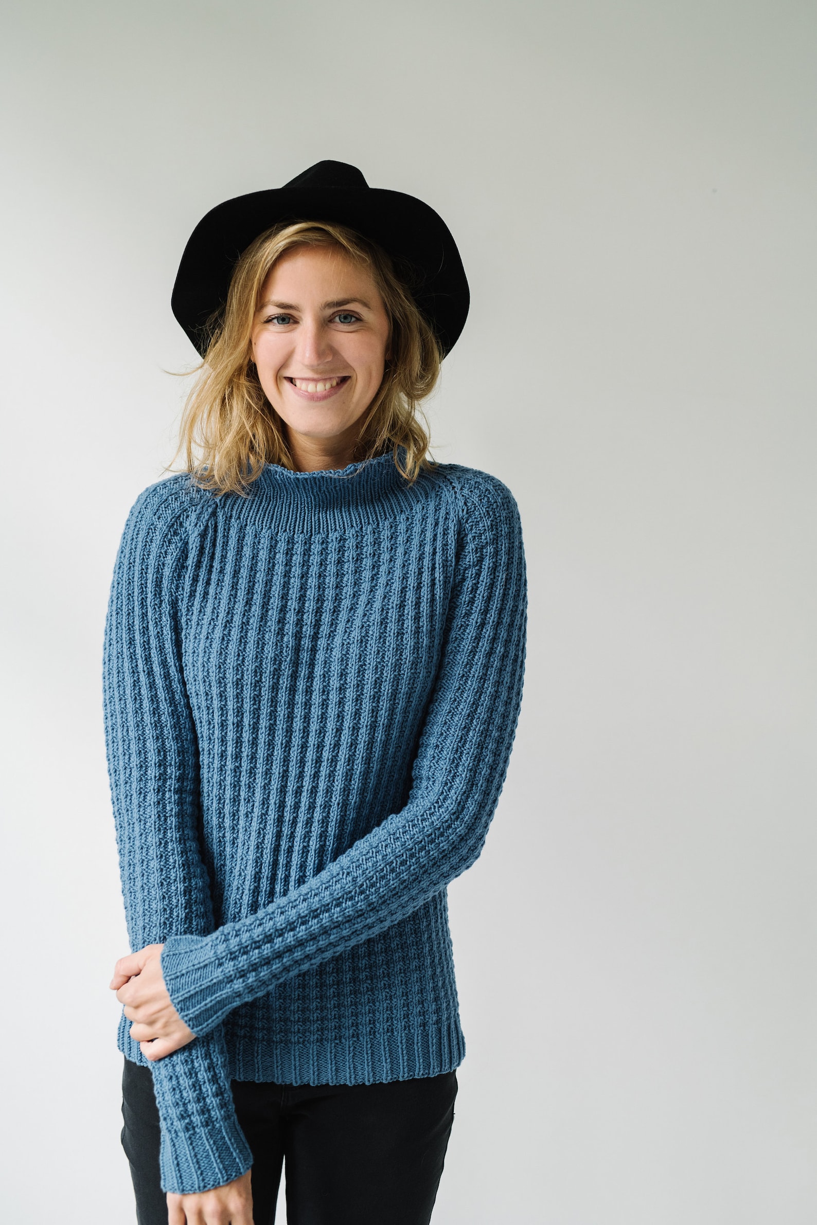 Lora Pullover Merino Wool Sweater Blue Pullover Hand - Etsy
