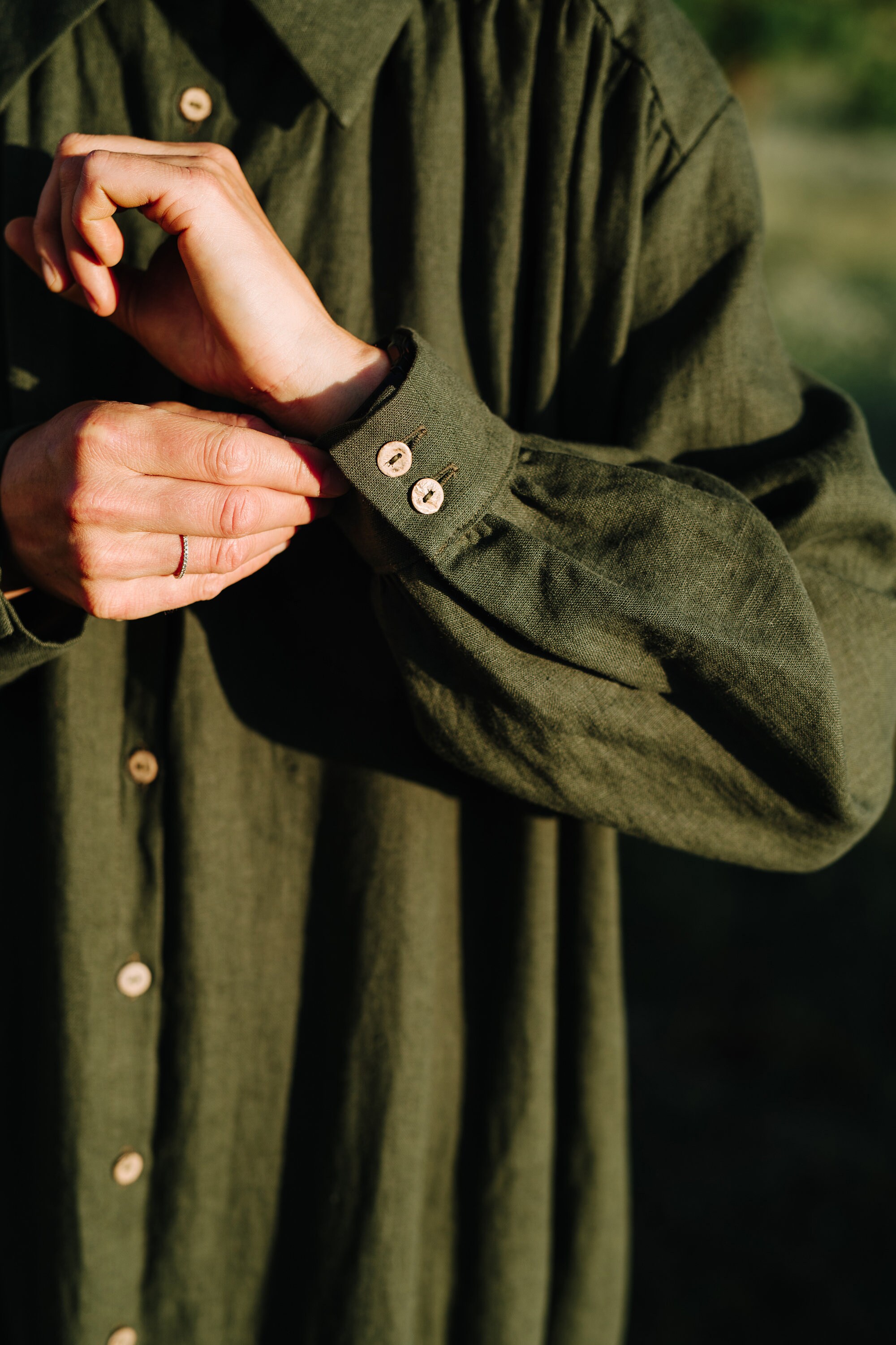 Tambo Dress, Super Wide Linen Dress, Maxi Linen Dress, Loose Fit Green ...