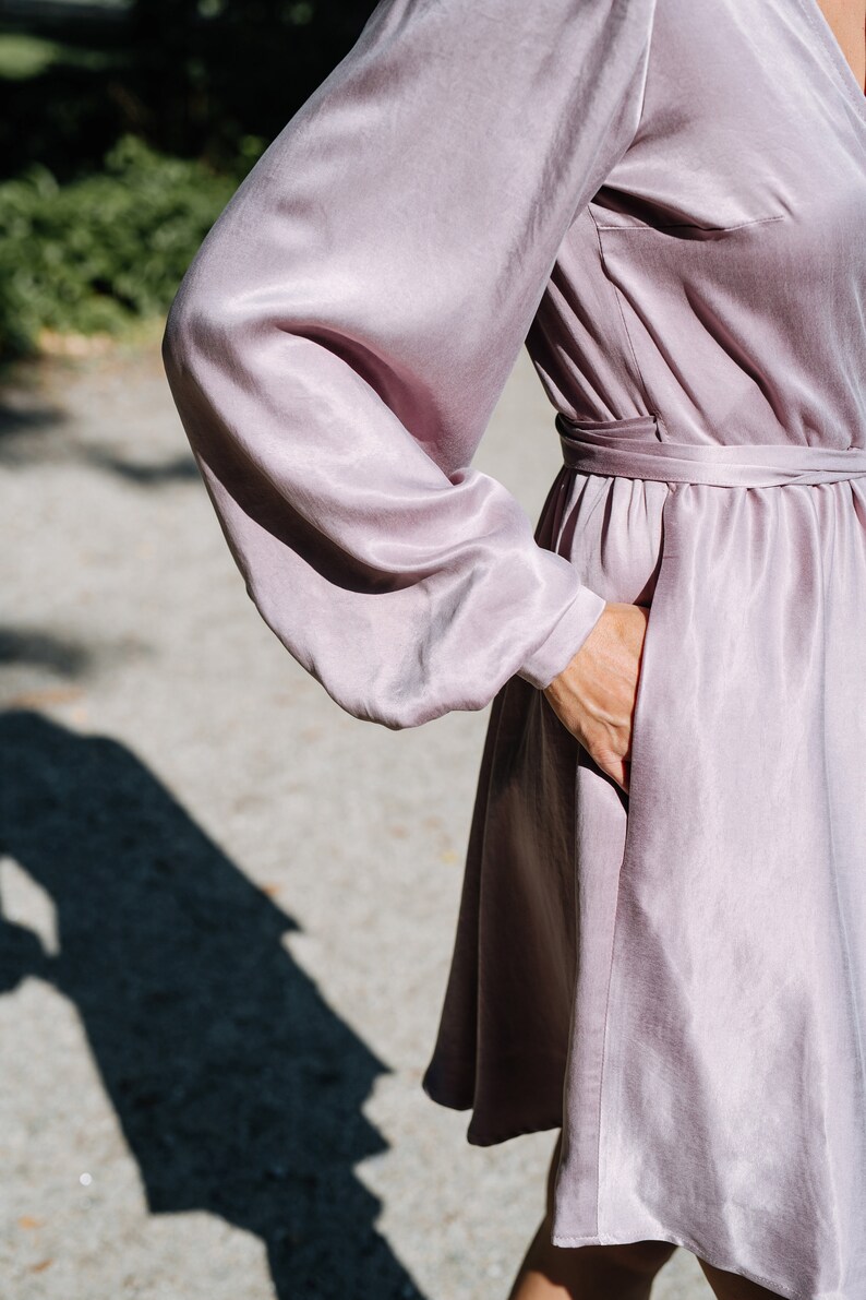 Ula Dress, Wrap Cupro Dress, Bridesmaids Cupro Dress, Short Women Dress ...