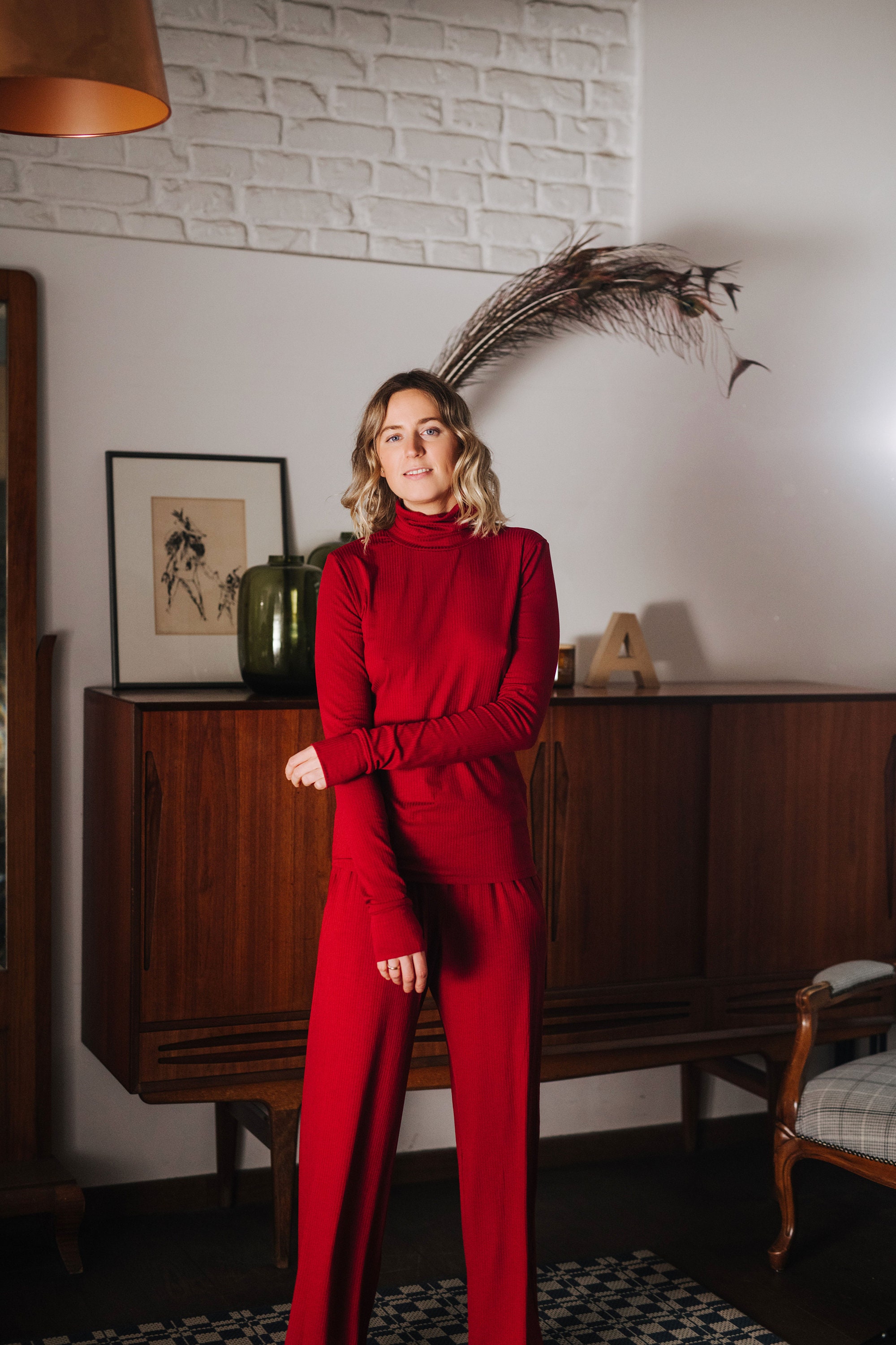 Mora Suit, Lounge Cotton Set, Burgundy Leisure Set, Home Wear, Women ...