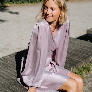 Ula Dress, Wrap Cupro Dress, Bridesmaids Cupro Dress, Short Women Dress ...