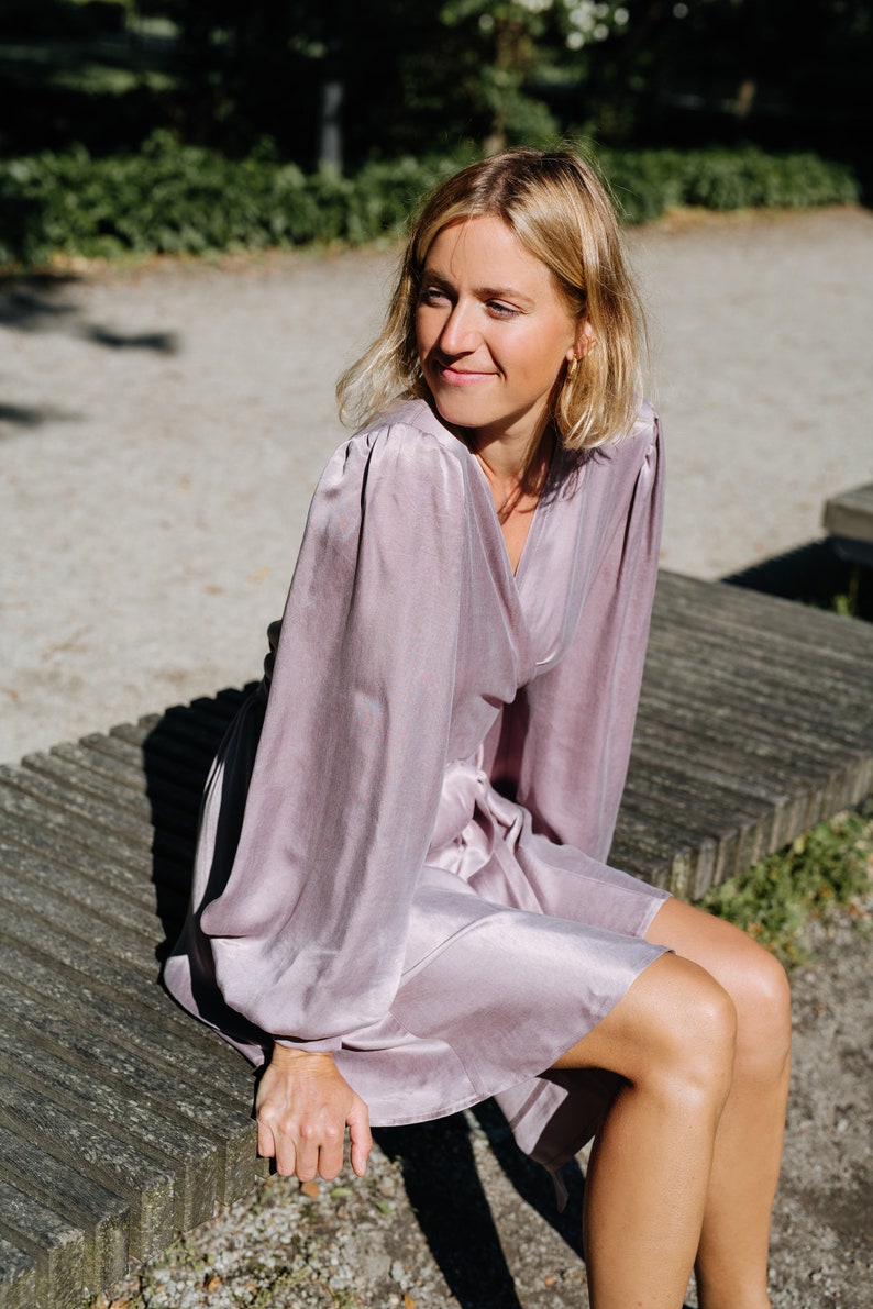 Ula Dress, Wrap Cupro Dress, Bridesmaids Cupro Dress, Short Women Dress ...