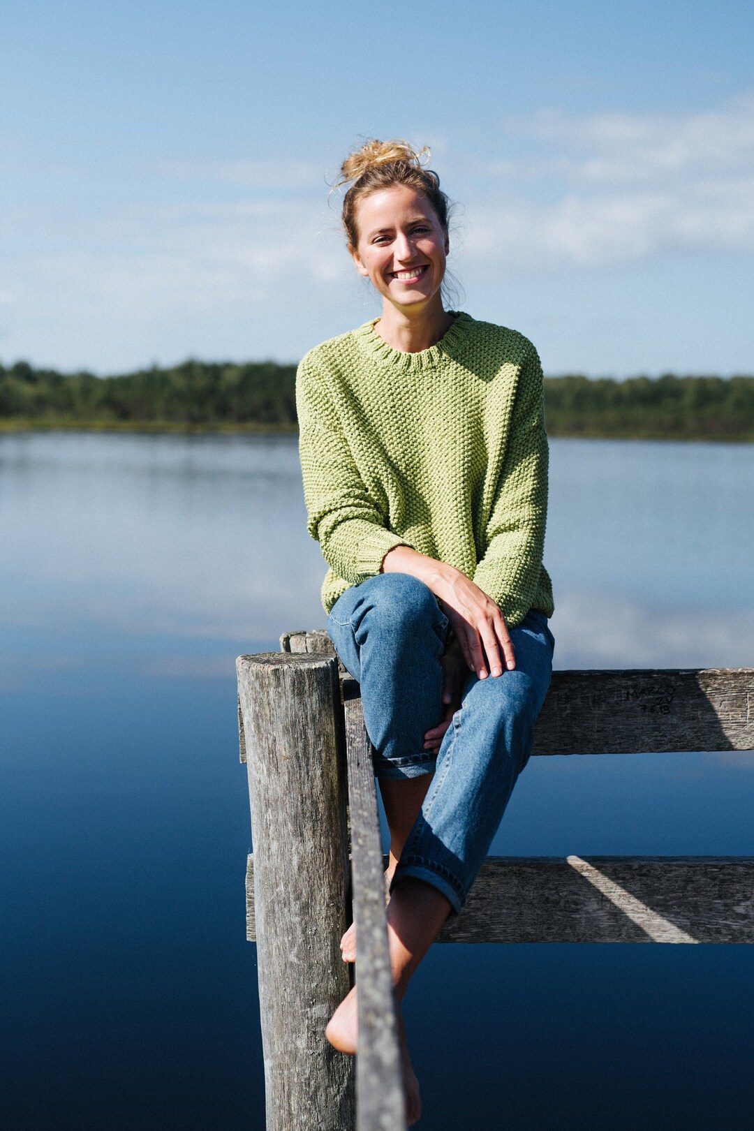 Greenland Sweater - Cotton Pullover - Green Sweater - Hand Knitted ...