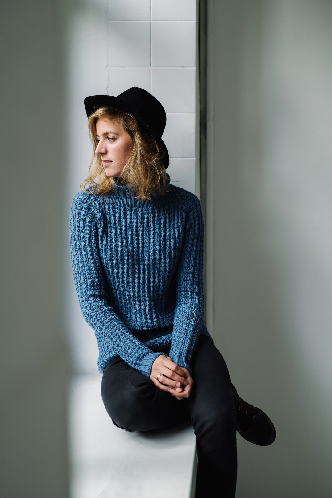 Lora Pullover - Merino Wool Sweater - Blue Pullover - Hand Knitted ...