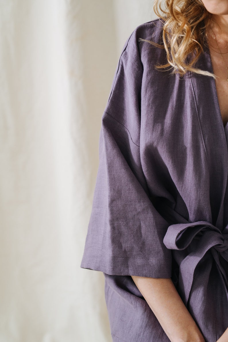 Brooklyn Kimono Linen Kimono Linen Robe Long Linen Kimono - Etsy
