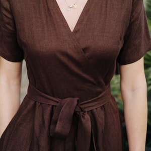 Lisbon Dress, Wrap Linen Dress, Bridesmaids Linen Dress, Boho Linen ...