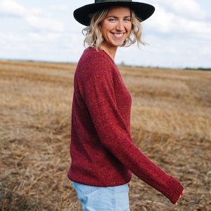Violet Cardigan - Red Alpaca Wool Cardigan - Alpaca Wool Sweater ...