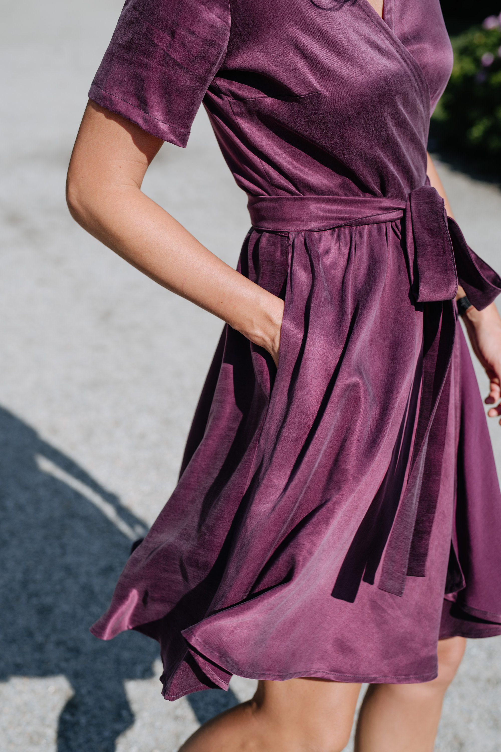 Lisbon Dress, Wrap Cupro Dress, Plum Cupro Dress, Short Cupro Dress ...