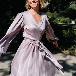 Ula Dress, Wrap Cupro Dress, Bridesmaids Cupro Dress, Short Women Dress ...
