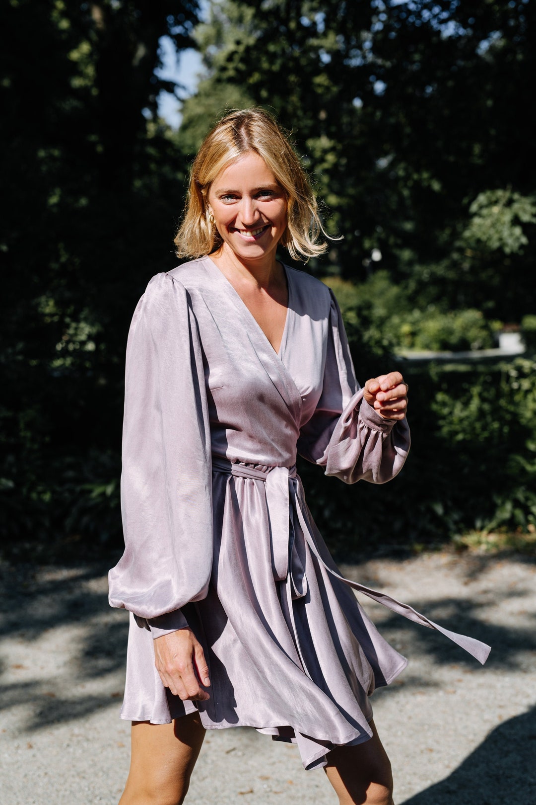 Ula Dress, Wrap Cupro Dress, Bridesmaids Cupro Dress, Short Women Dress, Wedding Cupro Dress ...