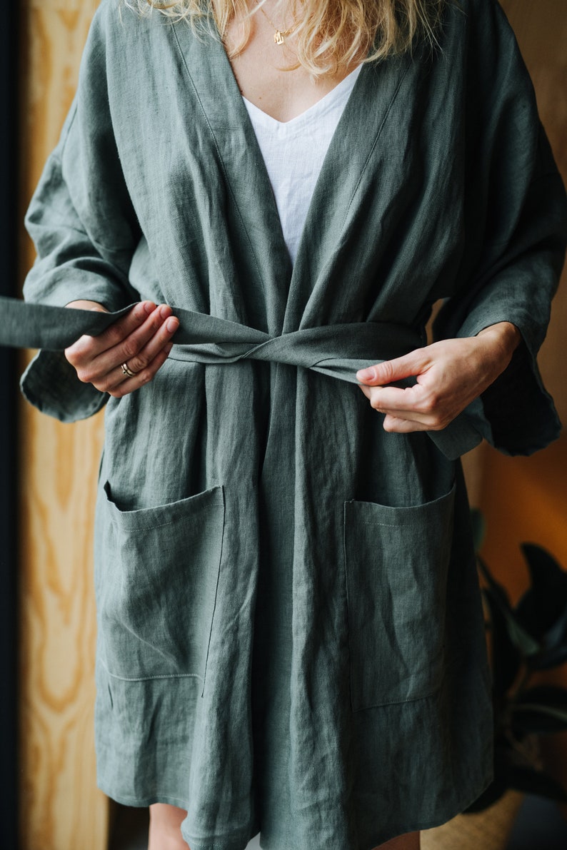 Doha Kimono Linen Kimono Long Linen Kimono Summer Linen | Etsy