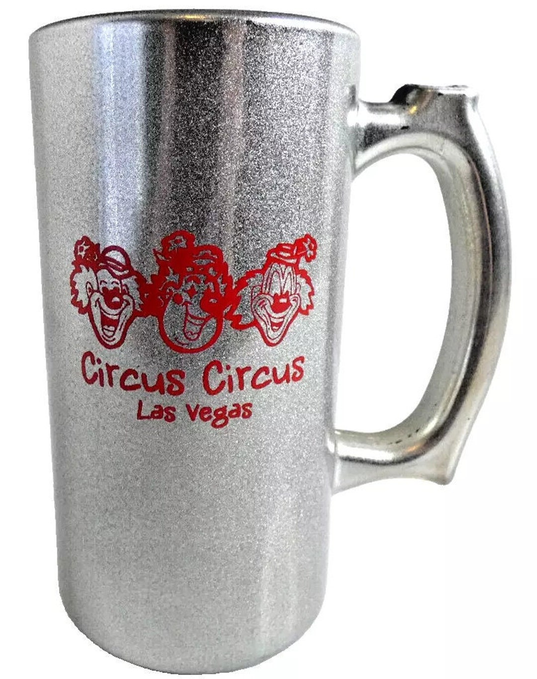 RARE Circus Circus Las Vegas Sparkling Silver Heavy Glass Mug Strip ...