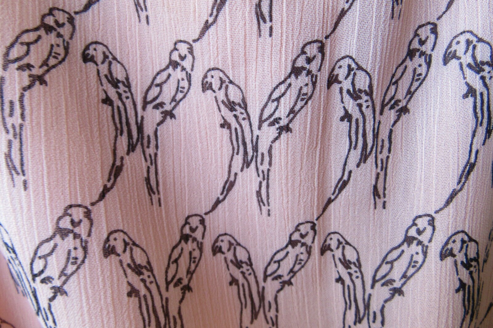 Vintage Monsoon Fusion Chiffon Dress, Orange Parrots, Birds, British ...