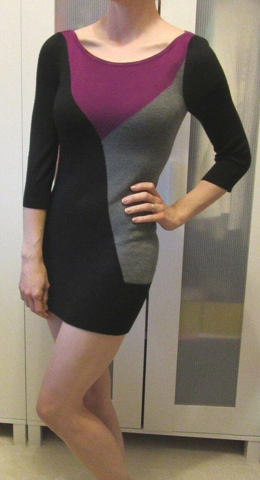 Short Sweater Dress Sexy Mini Bodycon Size XXS 3/4 Sleeve WHBM ...