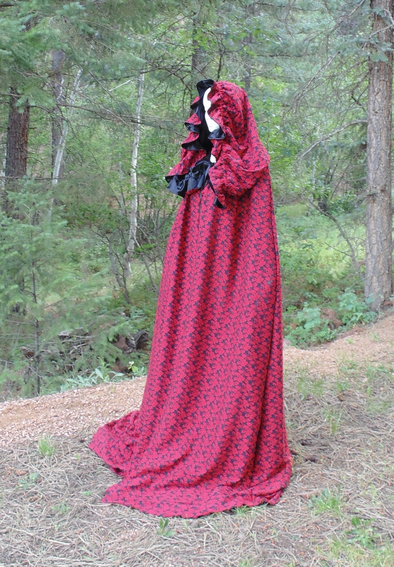 Adult Full Length Cape in Vampire Black and Red Stretch Lace - Etsy