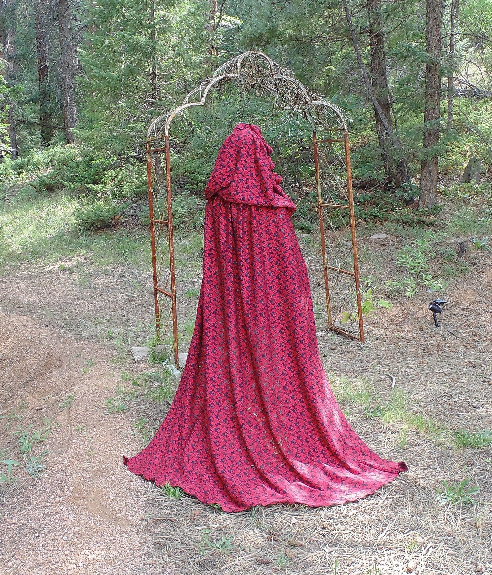 Adult Full Length Cape in Vampire Black and Red Stretch Lace | Etsy