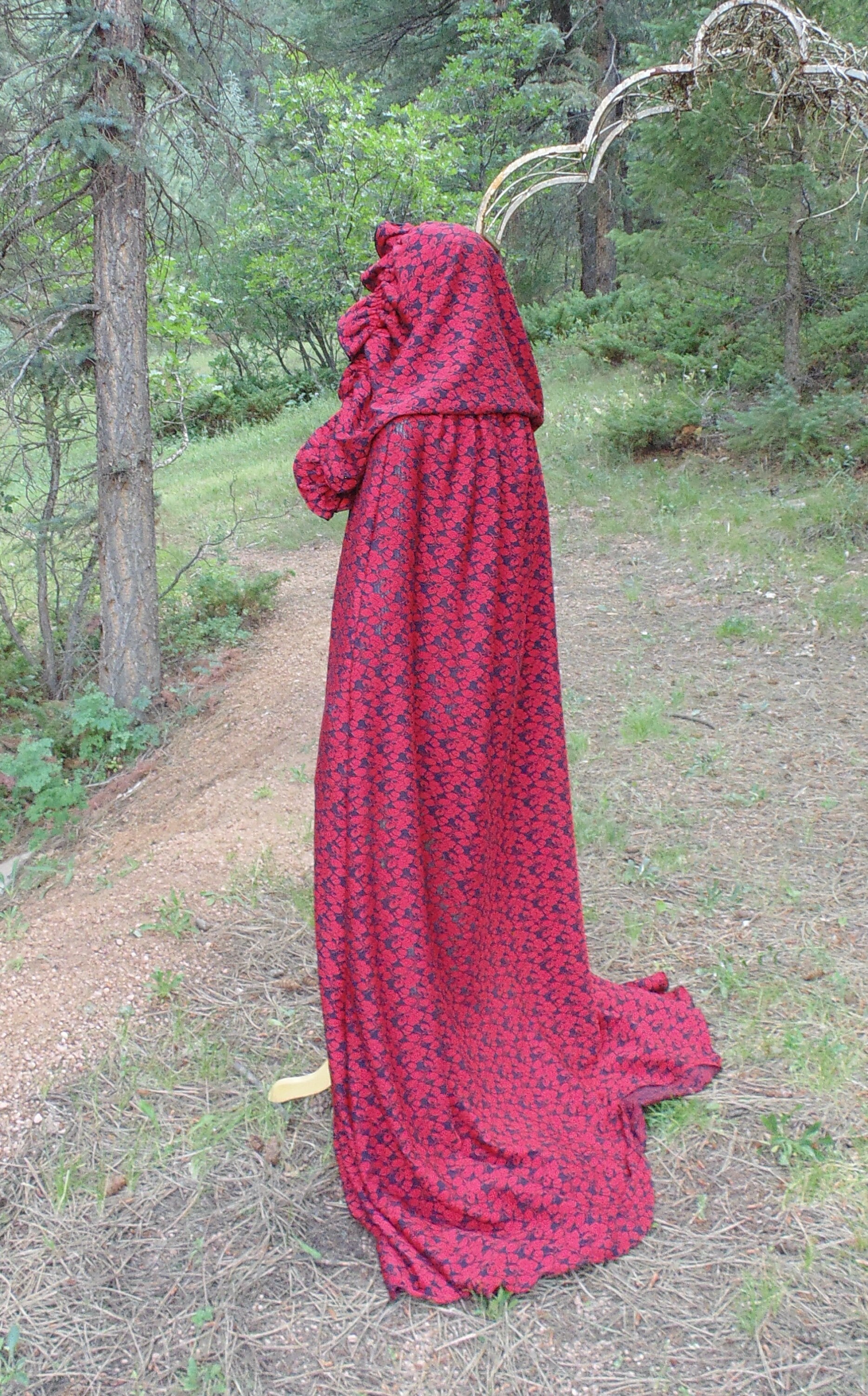 Adult Full Length Cape in Vampire Black and Red Stretch Lace - Etsy