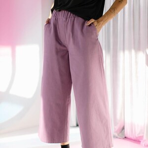Violet Cotton Wide Jeans Flared Trousers KELSO - Etsy