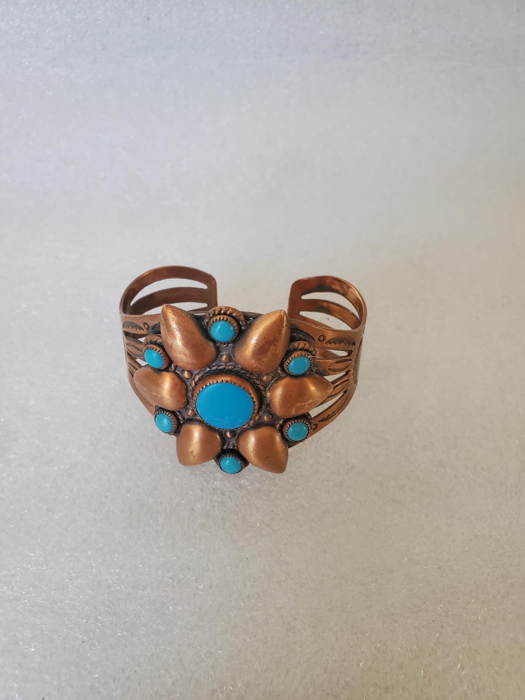 Vintage Solid Copper Bell Trading Post Cuff Bracelet Native American ...