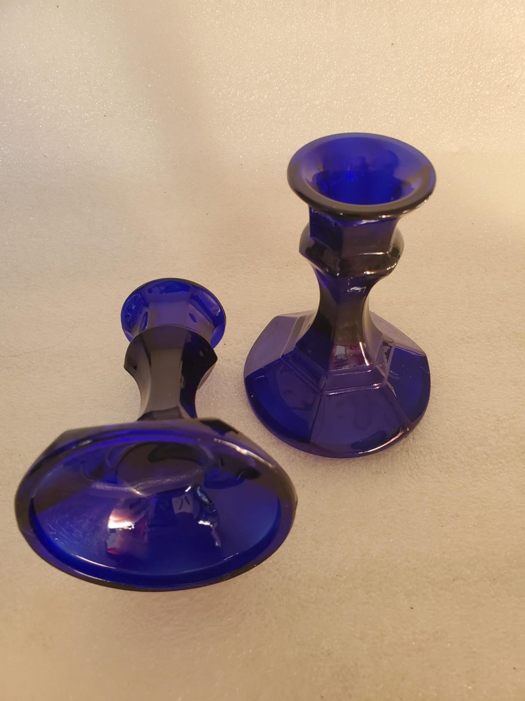 Vintage 4" Tall Cobalt Blue Fenton Candle Holders for Tapered Candles ...