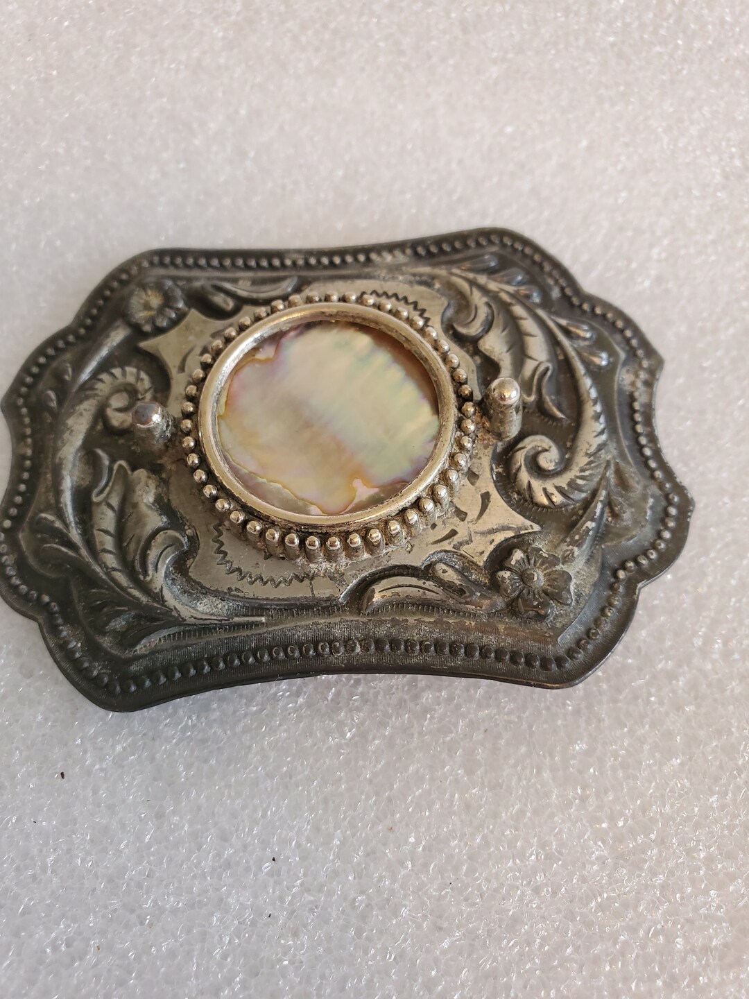 Vintage Stock Show Big Belt Buckle With Mother of Pearl Bezel for ...