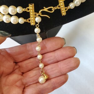 Vintage LCI Double Beaded Beige Pearl Necklace W/ Gold Tone Findings ...