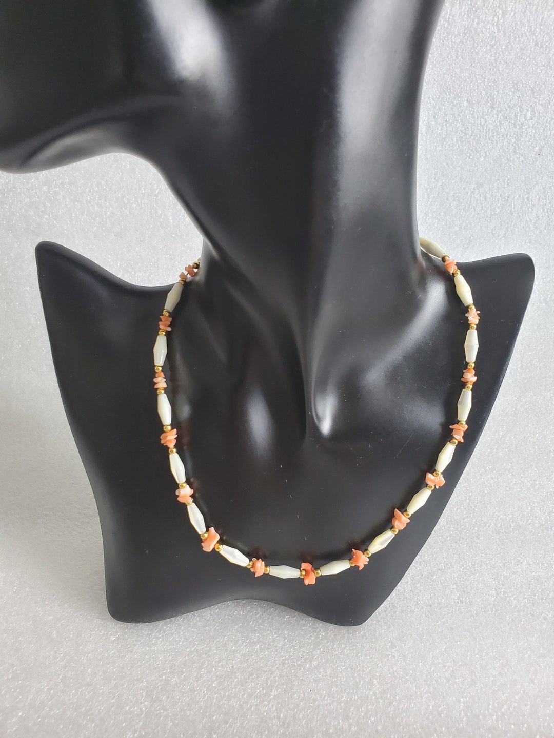 1980's Angel Skin Coral Chips & Mother of Pearl Beaded - Etsy