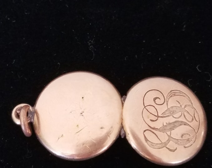Antique Tiny 14K Gold Round Monogram Locket W/ Initials G B Victorian 2 ...