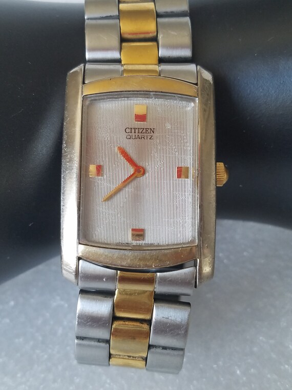 Men's Vintage Citizen Quartz Gold N Silver Rectangula… - Gem