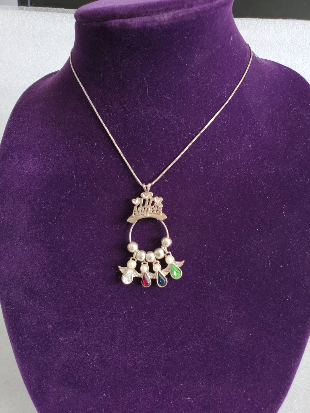 Vintage "lil 925 Nv" Angels W/ Birth Stones Pendant Gift for Mom ...