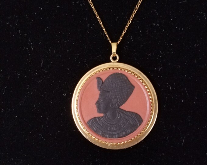 Rare Wedgewood Jasperware Round Pendant Necklace, Brown Terracotta With ...