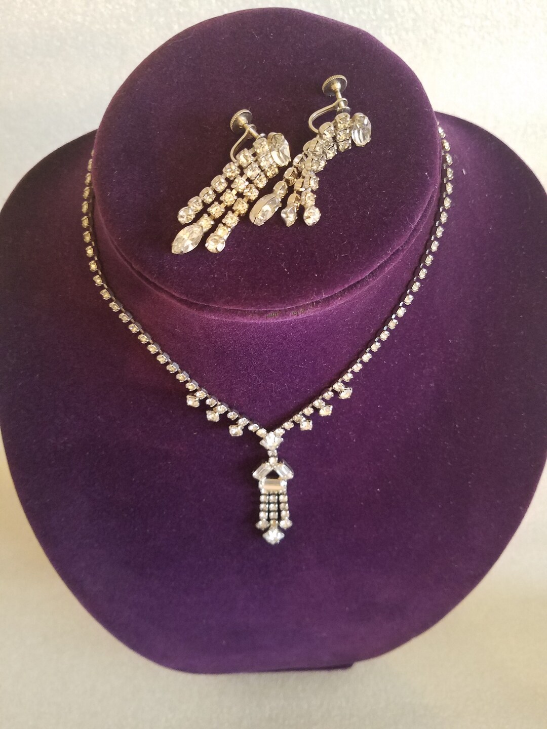 Mid-century Classic Hollywood Glamour Jewelry Set in Silver Tone ...