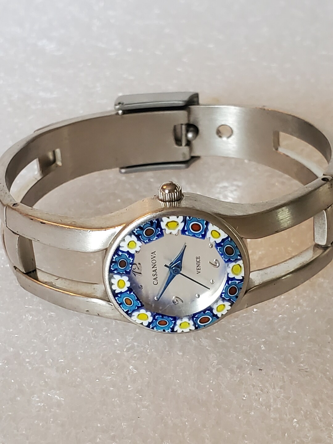 Vintage Chrome "casanova Venice" With Murano Glass Flowers Bezel Ladies ...