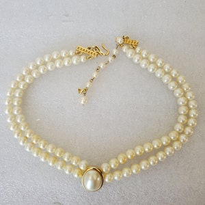 Vintage LCI Double Beaded Beige Pearl Necklace W/ Gold Tone Findings ...