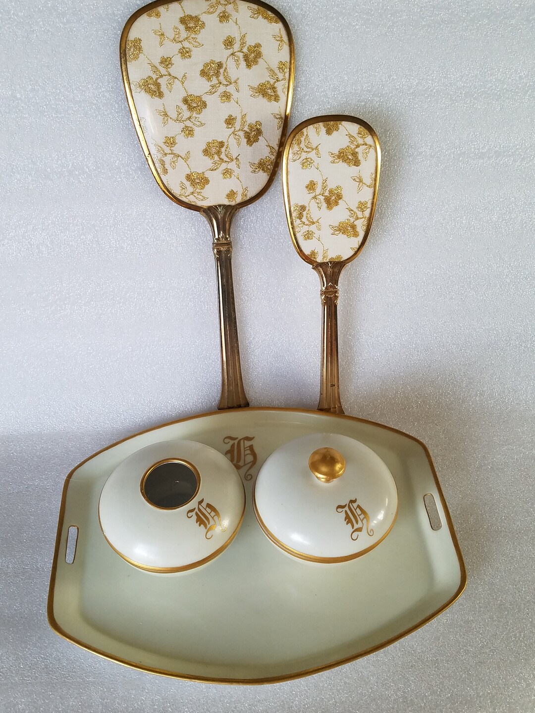Vintage 7-piece "favorite Bavaria" Beige, Gold Enamel Hand-painted ...