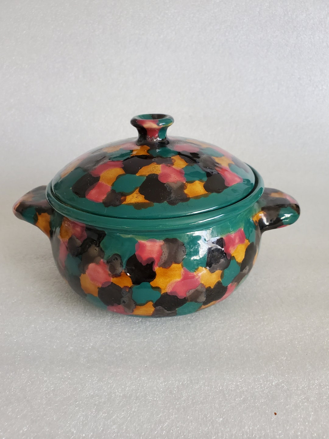 Kazuri Kenya Colorful Handmade Lidded Glazed Pottery in Hunter Green ...