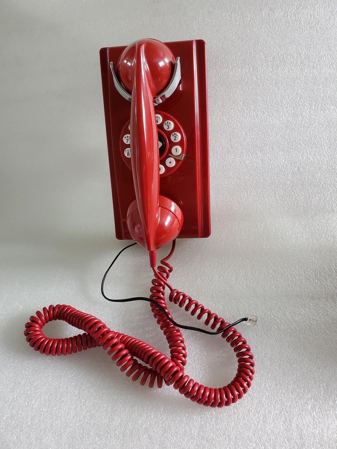 Vintage Crosley Wall Red Telephone W/ White Push Buttons & Black Land ...