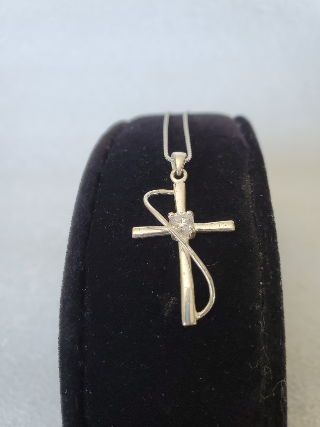 Vintage Baptismal Spiritual Signed "han 925 Thai" Cross With Prong Set CZ Pendant Necklace - Etsy