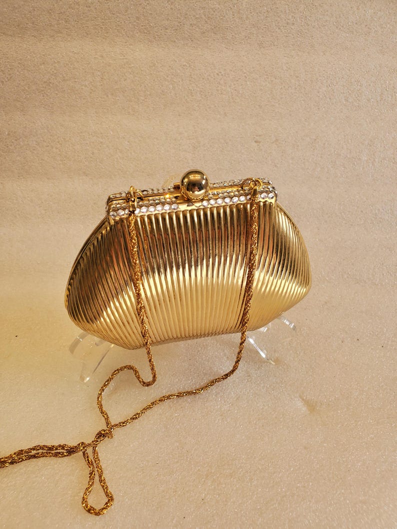 Vintage Gold Tone Pleated Hard Shell Clutch: "sasha" New Year's Bash ...