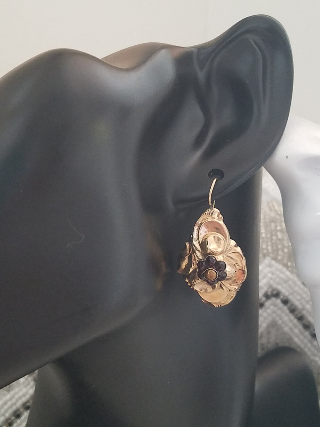 Early 1800s Repousse Bohemian Cut Garnets and 14K Gold Victorian ...