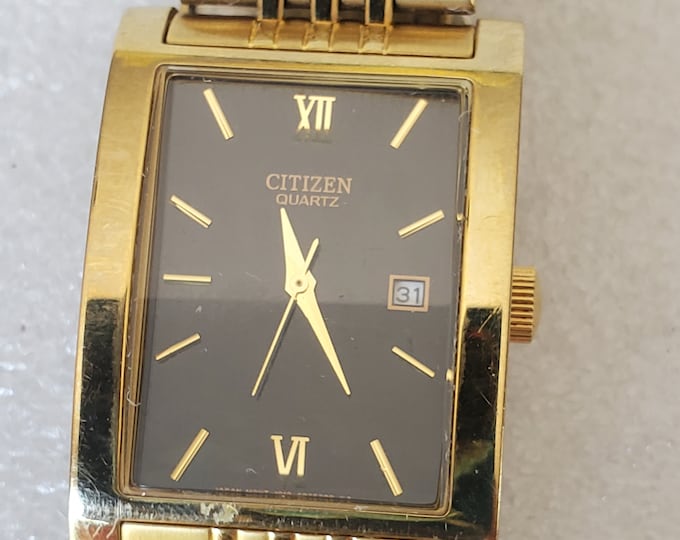 Vintage Men's Gold Tone Citizen Quartz Watch With Date Slot N ...