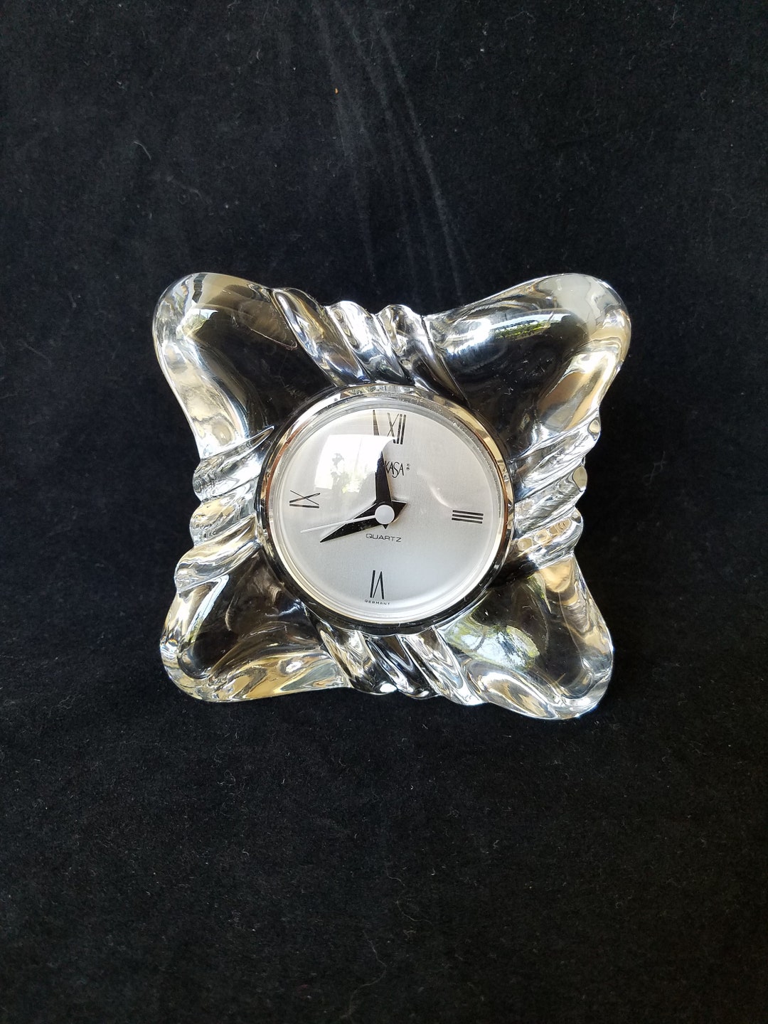 Vintage Thick & Heavy Glass "mikasa Quartz Desk Clock Made in Germany ...