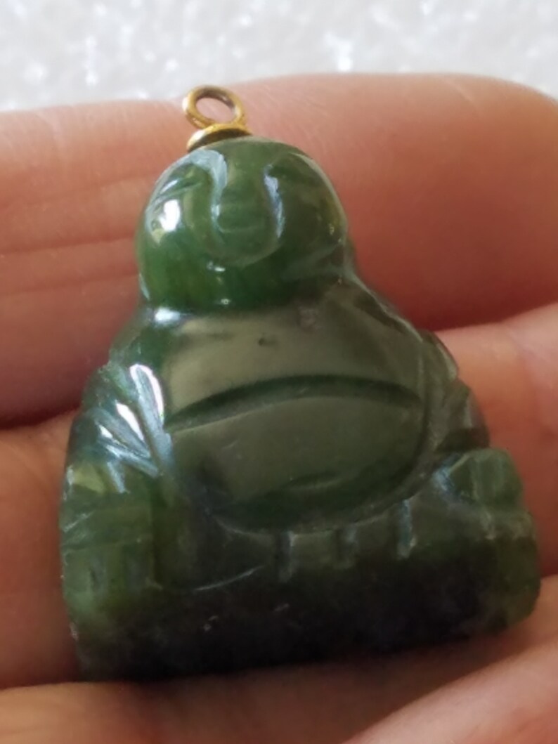 Vintage Carved Green Nephrite Buddha Pendant Estate Sale - Etsy
